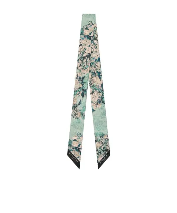 Givenchy Bandeau In Silk With Roses Print - Light Mint Green