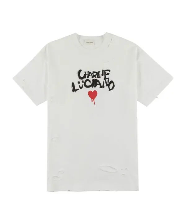 CHARLIE LUCIANO Heart-patterned Ripped T-shirt