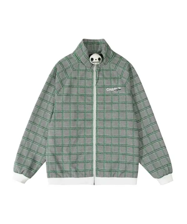 CHARLIE LUCIANO Plaid Zip-up Jacket With Letter Logo