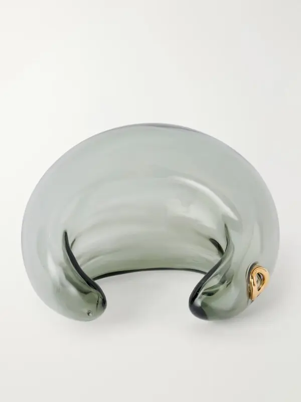 Alaïa Puffed Glass Cuff With Gold-tone Rings
