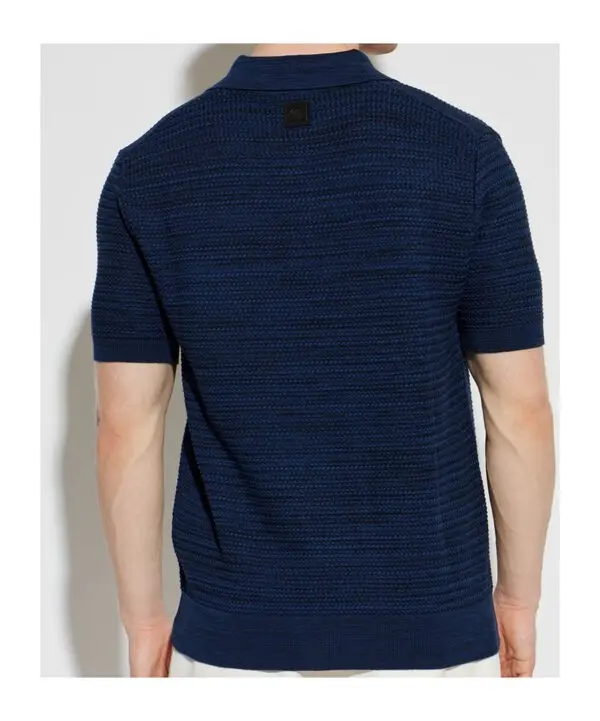 Etro Knit Cotton Polo Shirt With Braided Stitch