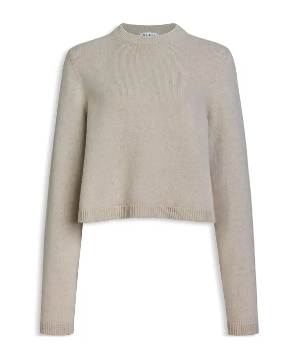Alaïa Cropped Cashmere High-neck Pullover - Sand
