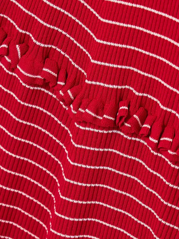 Altuzarra Delpini Ruffled Striped Ribbed-knit Midi Dress