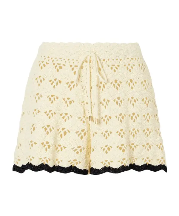 Zimmermann Crochet Cotton Shorts - Nude