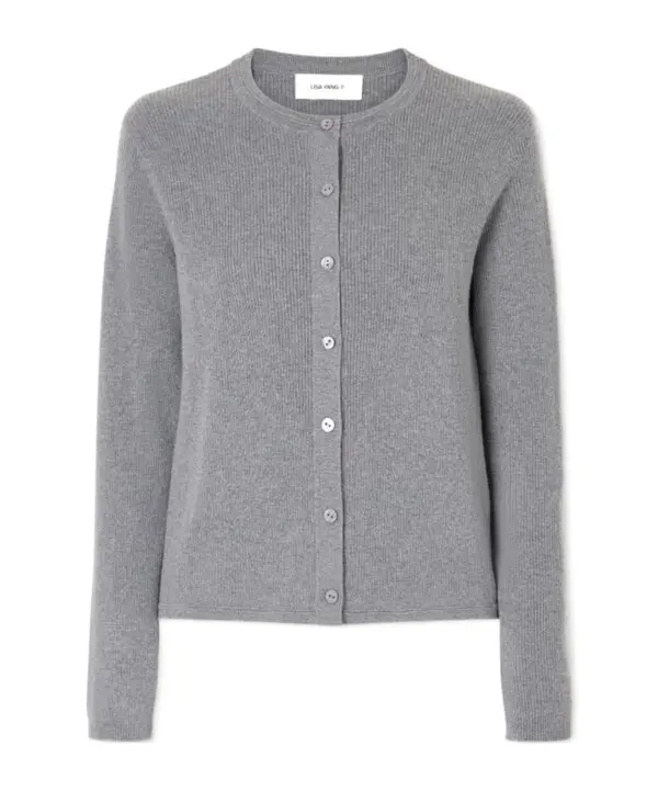 LISA YANG Abeena Ribbed Cardigan - Light Gray