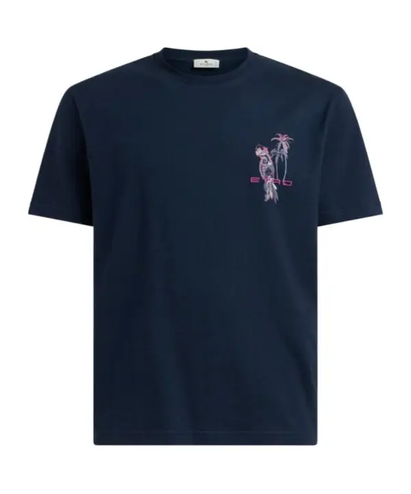 Etro Cotton Jersey T-shirt With Parrot Embroidery