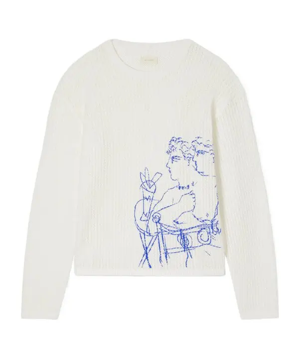 Aimé Leon Dore Off- Open-knit Crewneck Sweater