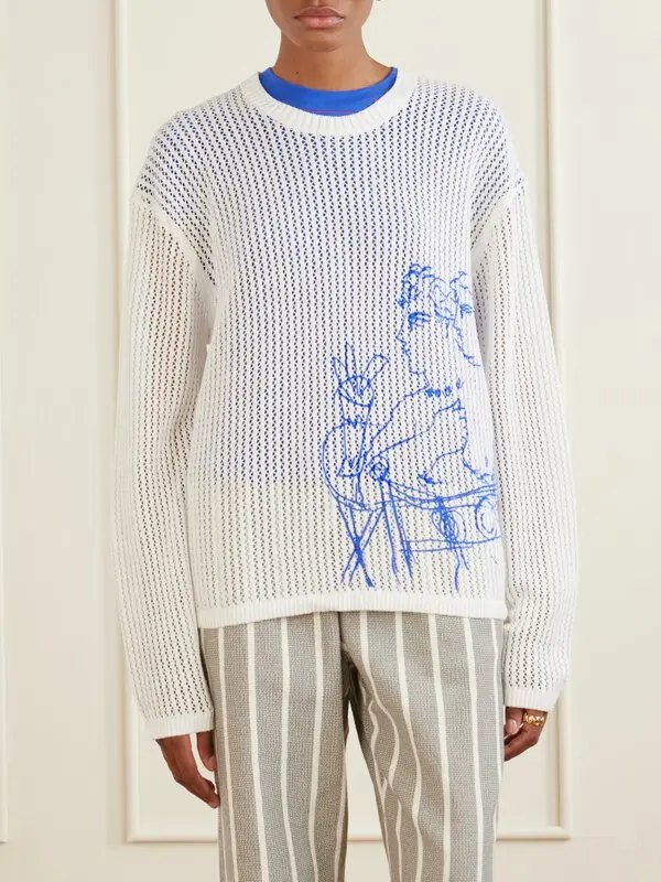 Aimé Leon Dore Off- Open-knit Crewneck Sweater