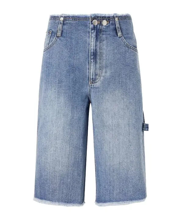 Tibi Mid-rise Denim Straight-leg Shorts