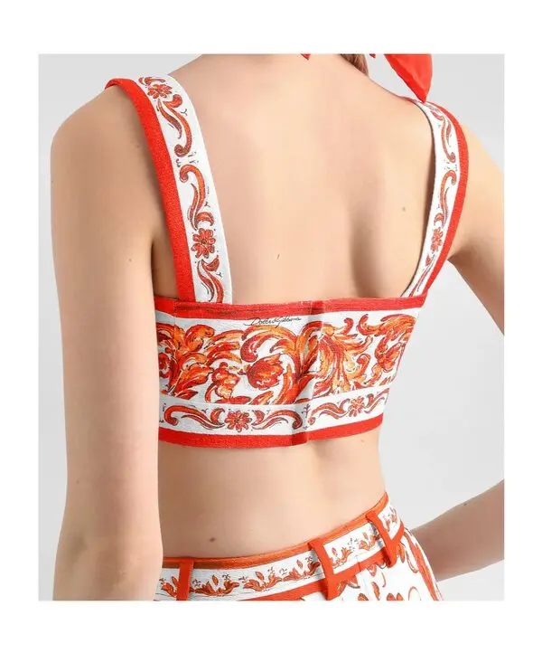 Dolce & Gabbana Majolica Print Cropped Tank Top - Red