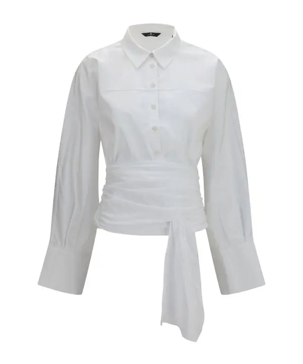7 For All Mankind Long Sleeve Knot Waist Shirt - No