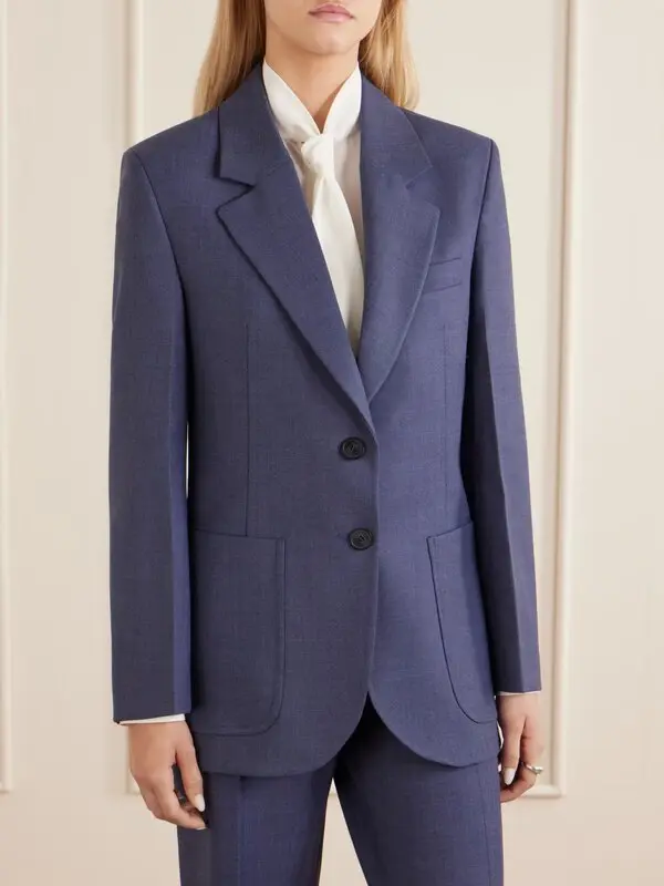 Victoria Beckham Slate Wool-blend Blazer