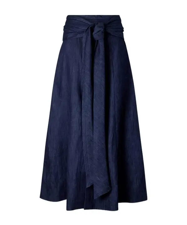 Gabriela Hearst Zivan Cotton And Linen-blend Maxi Skirt - Blue