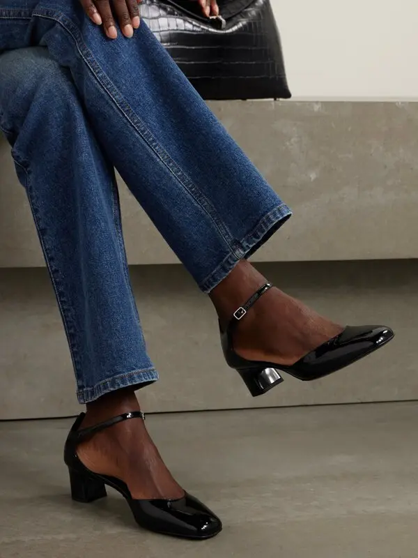JIMMY CHOO Patent Leather Block Heel Mary Janes