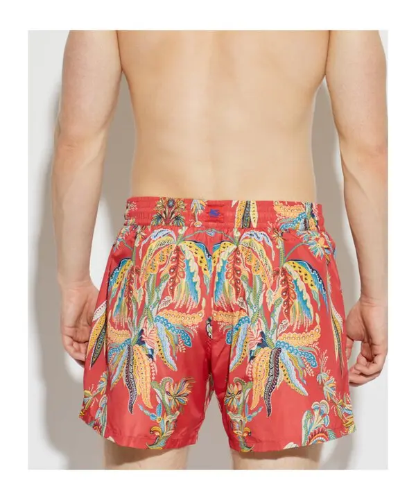 Etro Swim Shorts With Tropical Print - Red