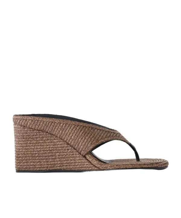 Alaïa Raffia-woven Thong Wedge Mules