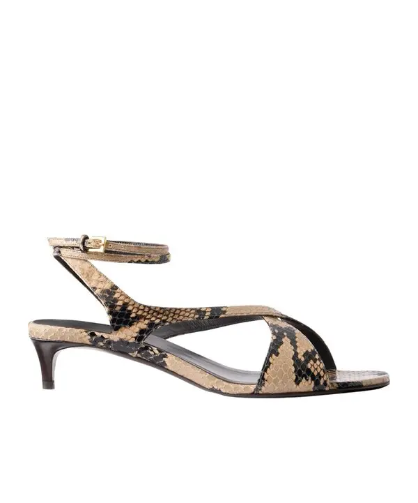 Khaite Python-embossed Leather Sandals - Black