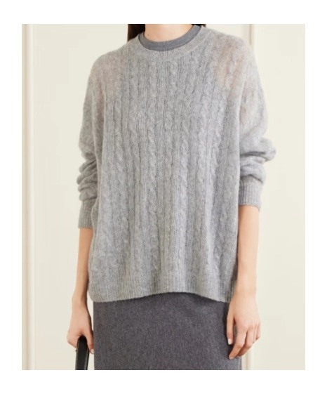 LISA YANG Long-sleeved Crew Neck Sweater - Light Gray