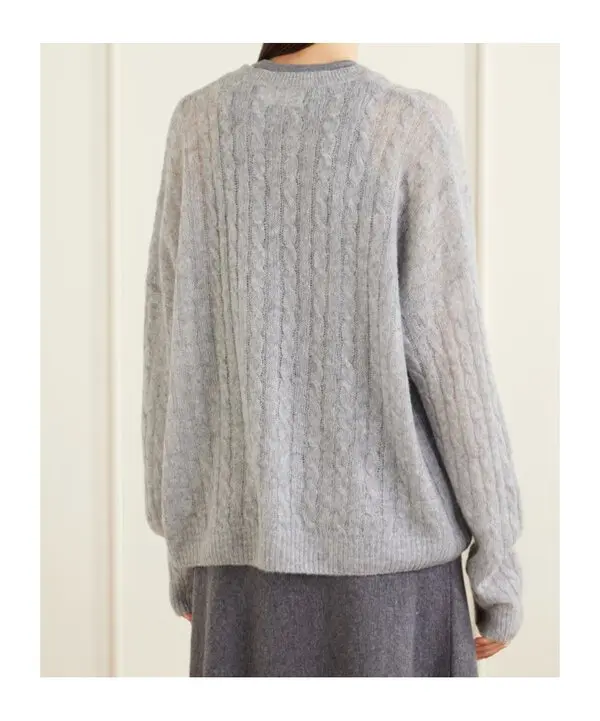 LISA YANG Long-sleeved Crew Neck Sweater - Light Gray