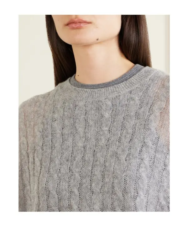 LISA YANG Long-sleeved Crew Neck Sweater - Light Gray