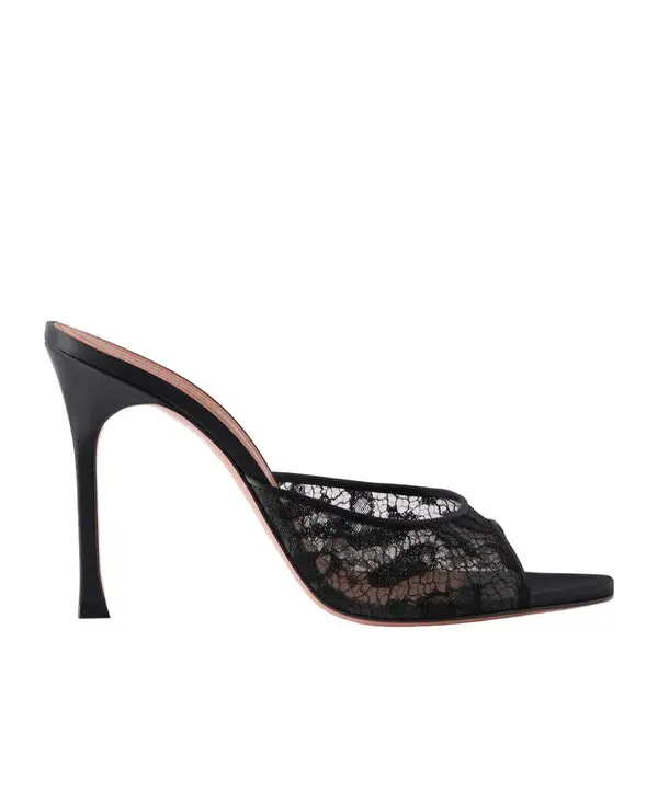 Amina Muaddi Lace Mules - Black