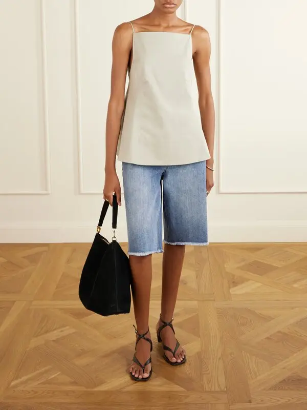Tibi Open Back Cotton Poplin Top