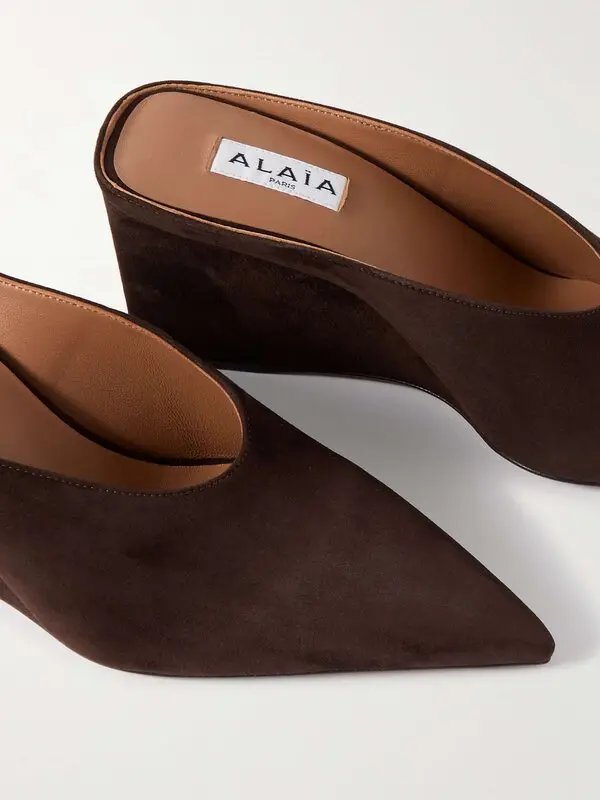 Alaïa Pointed Wedge Mules - Black