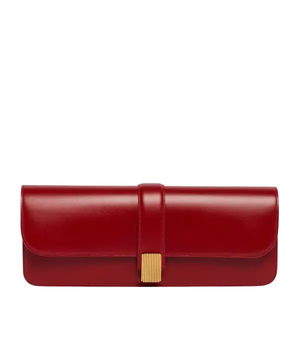 Khaite Bright Polished Leather Clutch Bag - Red