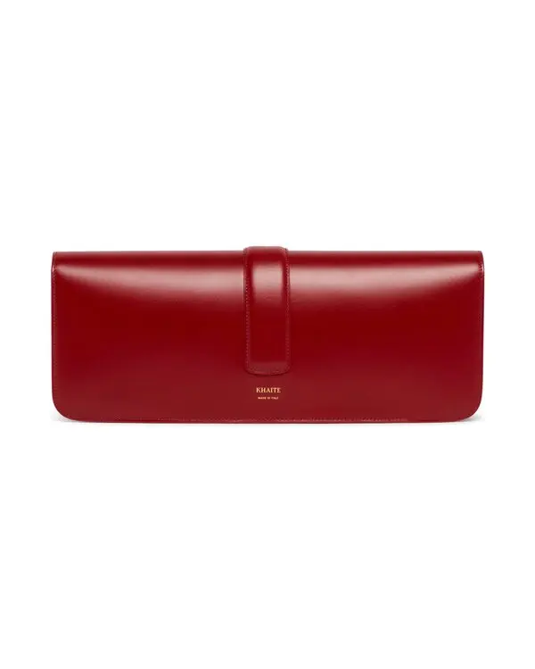 Khaite Polished Leather Clutch Bag With Gold-tone Clasp - Red