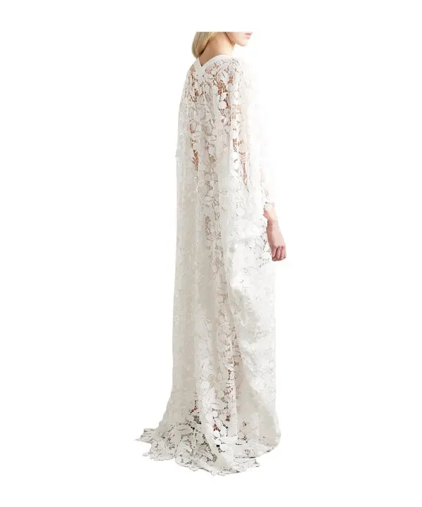Oscar De La Renta Embellished Guipure Lace Kaftan Gown