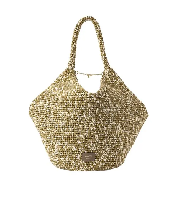 Khaite Medium Two-tone Woven Tote - Green