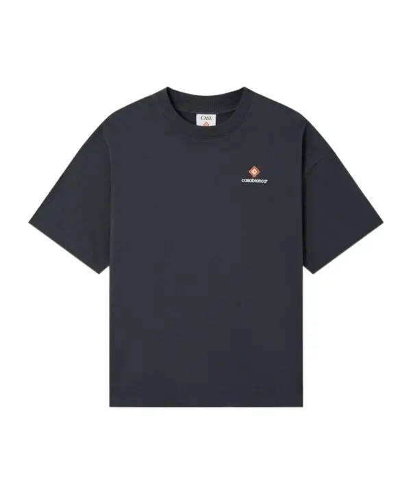Casablanca Logo Printed Crewneck T-shirt - Navy