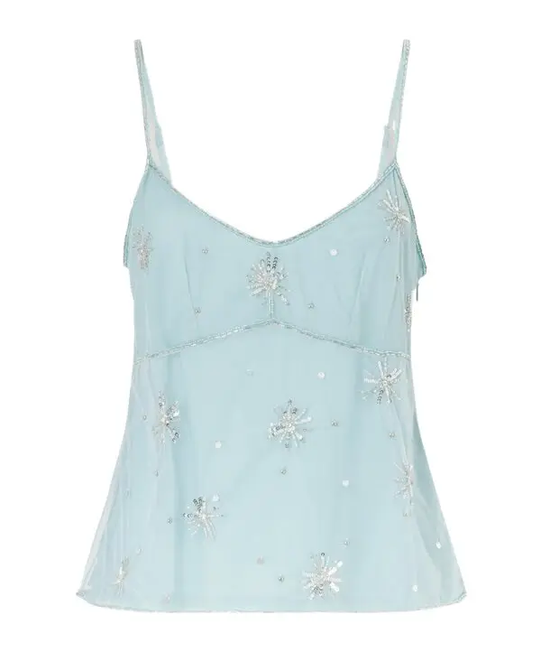 Staud Elsa Embellished Mesh Top