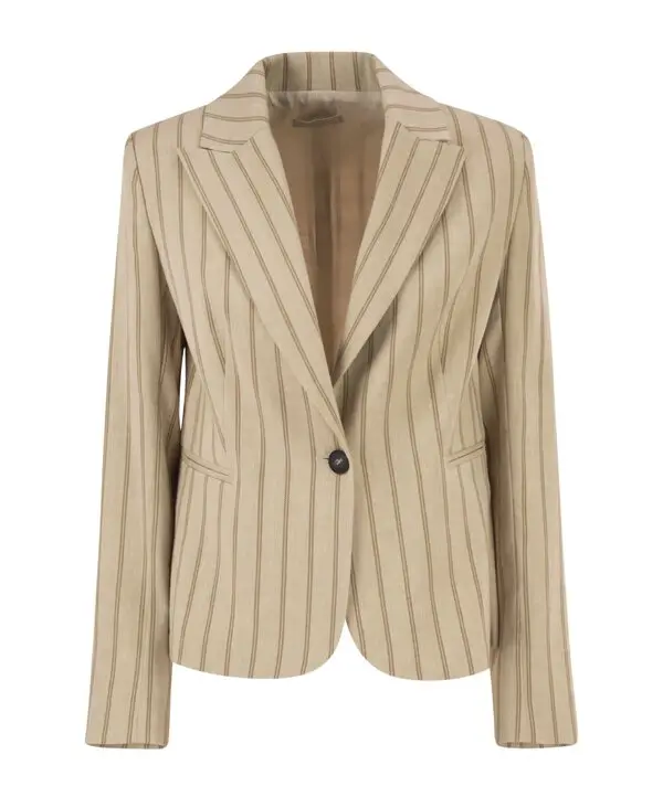 Antonelli Firenze Pinstriped Single-breasted Blazer - Nude