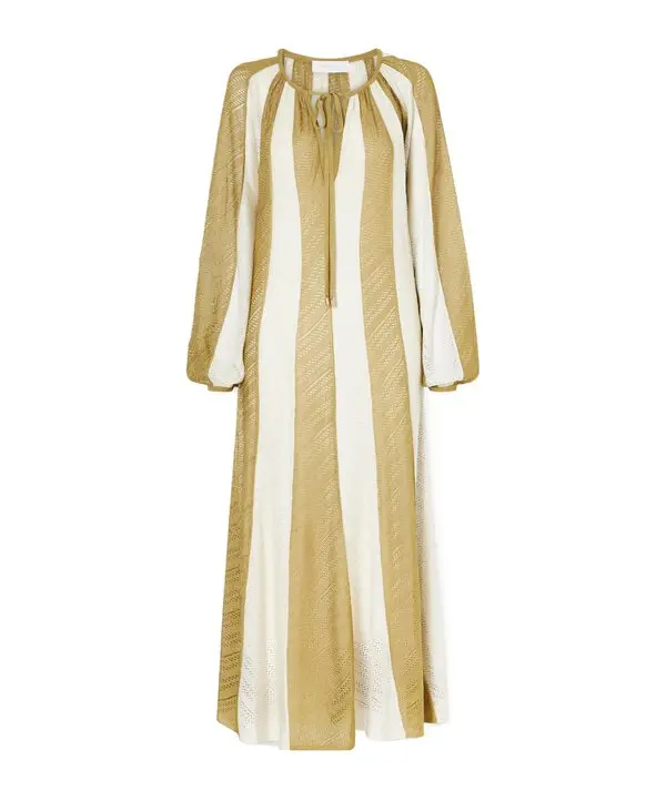 Zimmermann Mahon Splice Striped Mesh Midi Dress