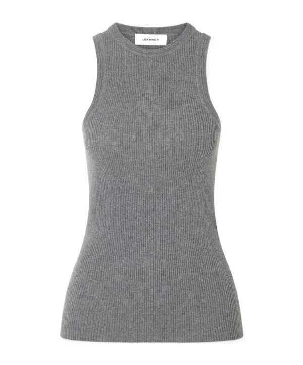 LISA YANG Amaya Cotton And Cashmere-blend Tank Top - Light Gray