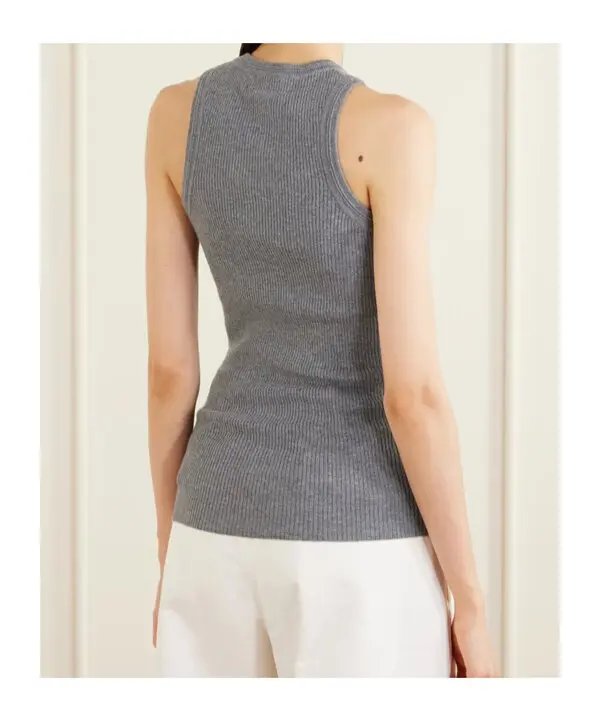LISA YANG Amaya Ribbed Tank Top - Light Gray