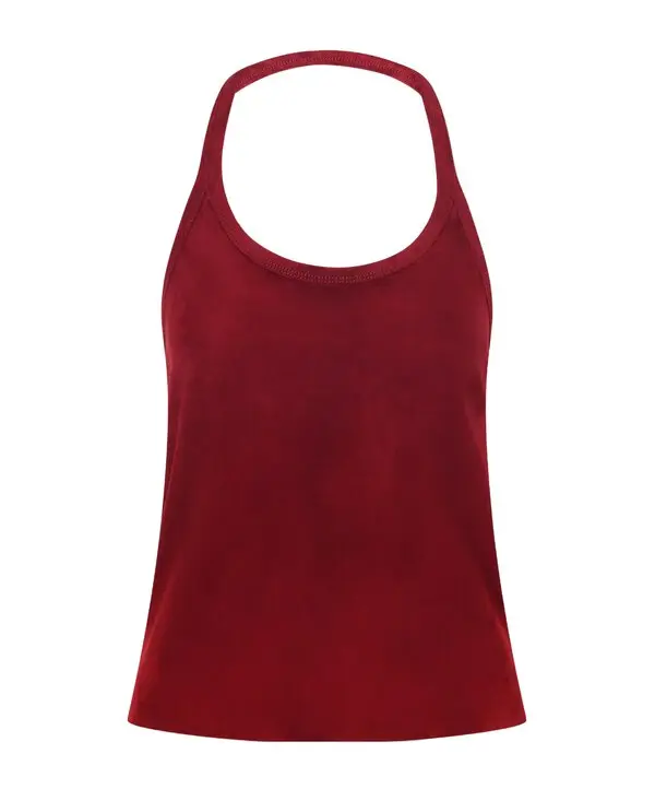 Stouls Suede Halterneck Tank With Open Back - Red