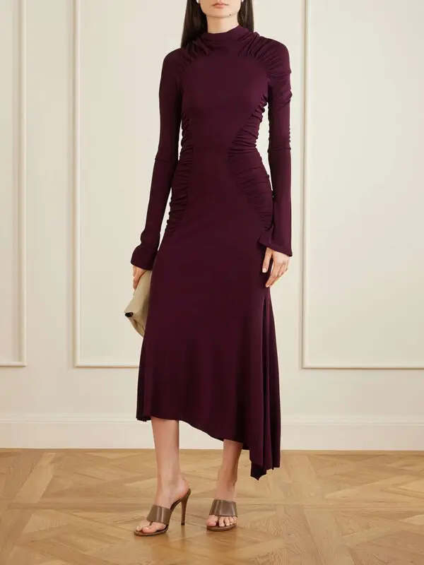 Victoria Beckham Gathered Crepe Maxi Dress