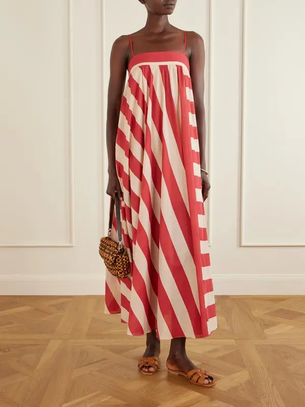 Zimmermann Roselight Striped Cotton Maxi Dress