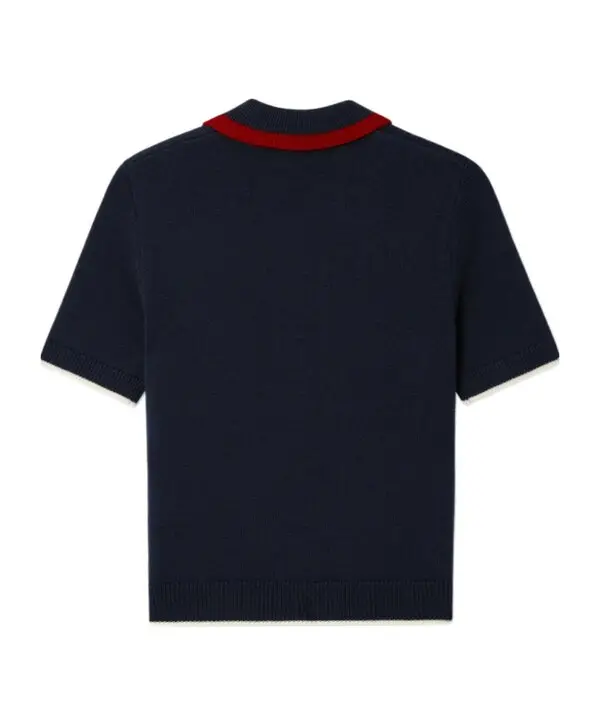 Casablanca Navy Merino Short Sleeve Polo Shirt