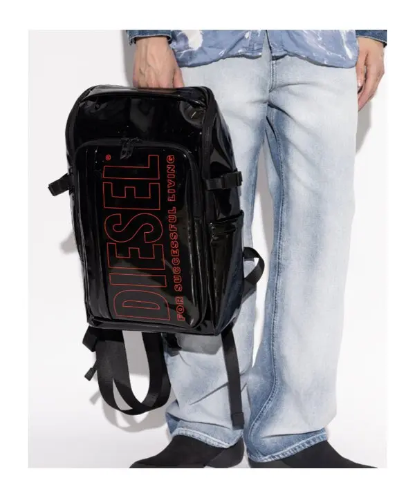 DIESEL® Logo Print Zip-up Backpack