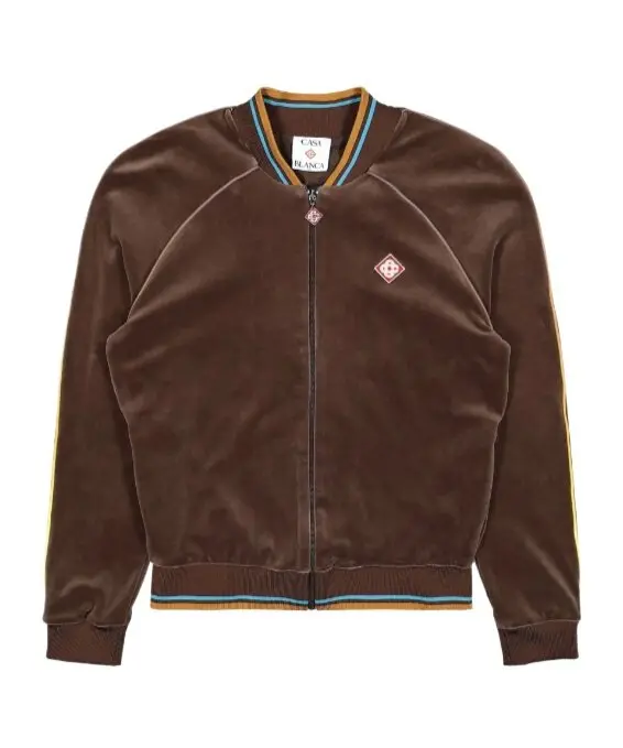 Casablanca Velour Logo Patch Zip Jacket