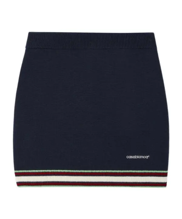 Casablanca Embroidered Logo Knit Mini Skirt - Navy