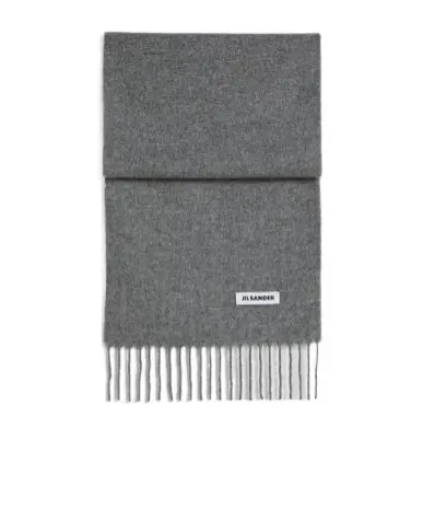 JIL SANDER Slim Wool Scarf - Gray