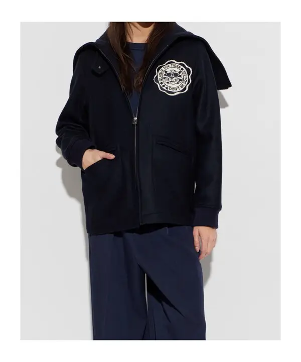 Kenzo Zip-up Hooded Jacket With Chest Emblem