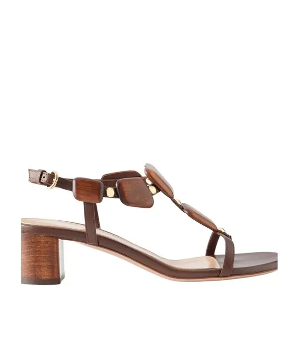 GIANVITO ROSSI Wood-embellished Heeled Sandals - Brown