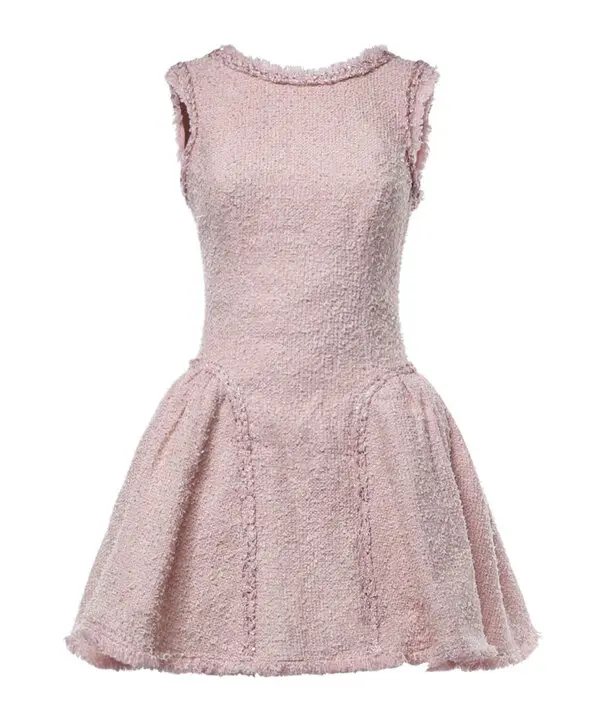 SELF-PORTRAIT Textured Sleeveless Mini Dress - Pink