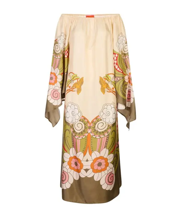 La DoubleJ Goddess Dress Printed Off-the-shoulder