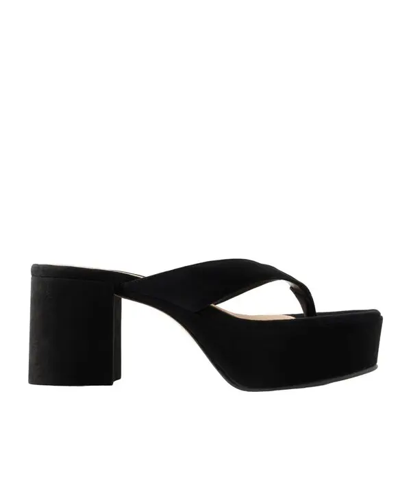 GIANVITO ROSSI Suede Platform Thong Sandals - Black